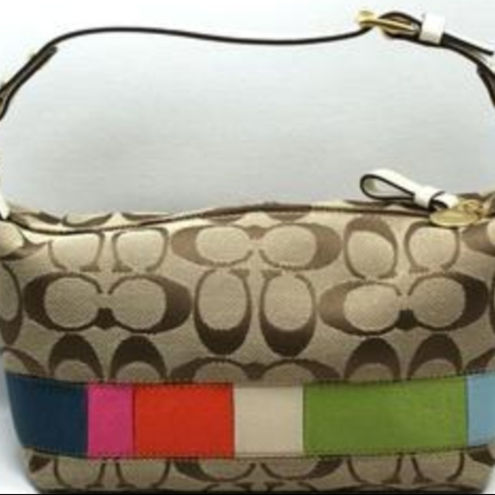 Coach Signature Multi-Color Stripe Bag - Gem
